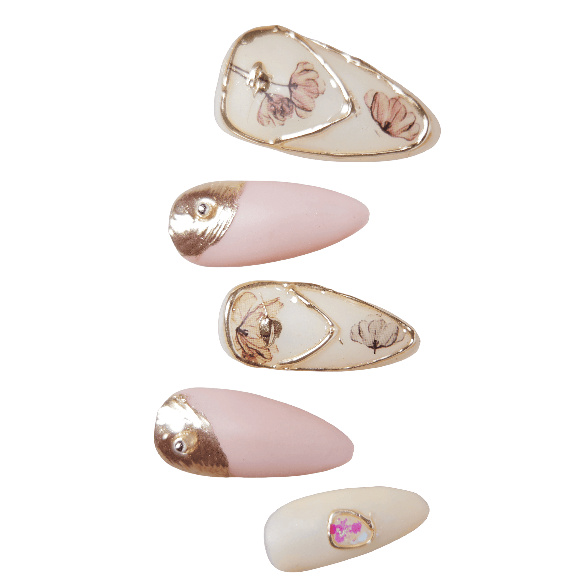 STUNNAILS Salon Acrylic Handmade, Press On Nails, '1920S', Manicure, L
